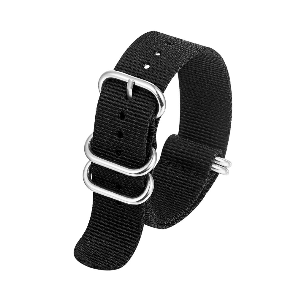 5 ringar ZULU Nylon klockarmband 22mm - Svart - Reliasweden